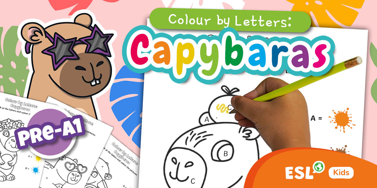 Capybaras Colour by Letters Pre-A1 Activity Sheet