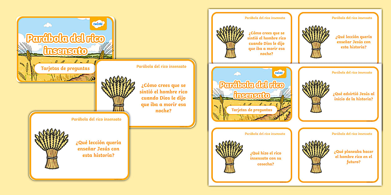 Tarjetas de preguntas: Parábola del rico insensato | Twinkl