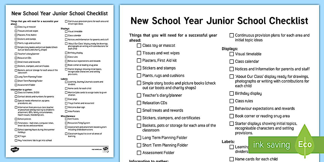 Early Career Teacher New School Year Checklist - Twinkl
