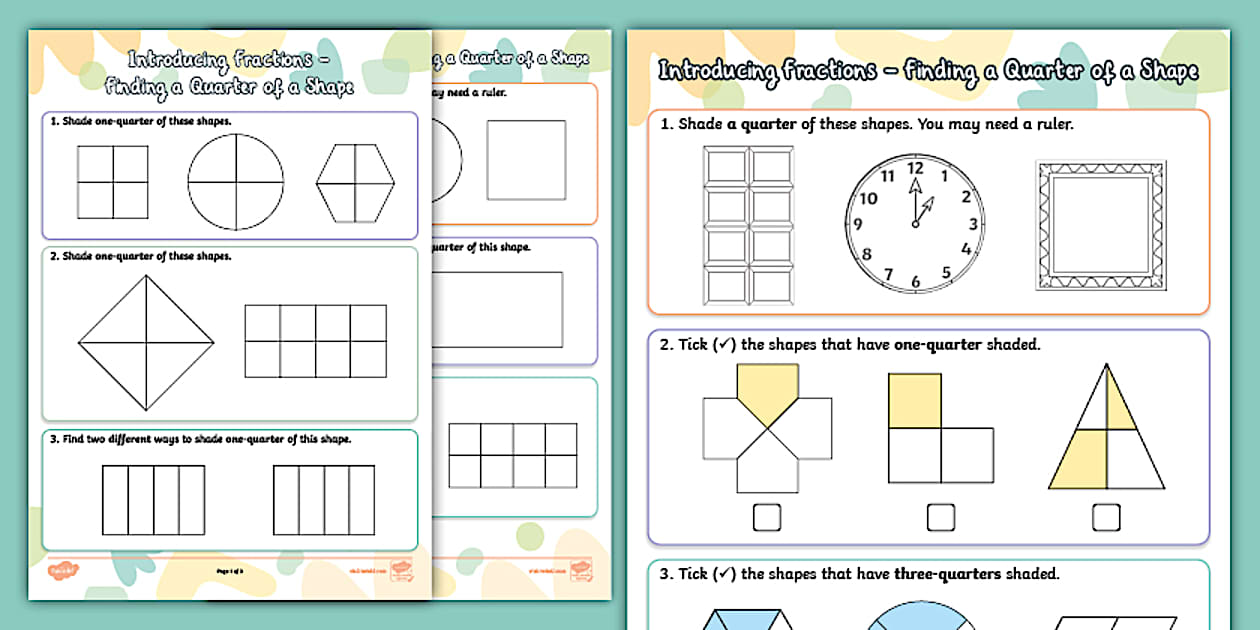 Introducing Fractions - Finding a Quarter of a Shape