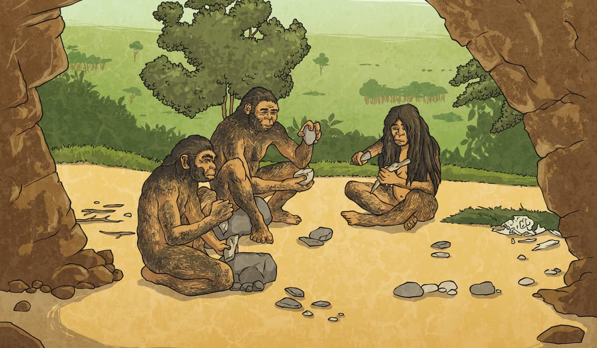 early humans making tools