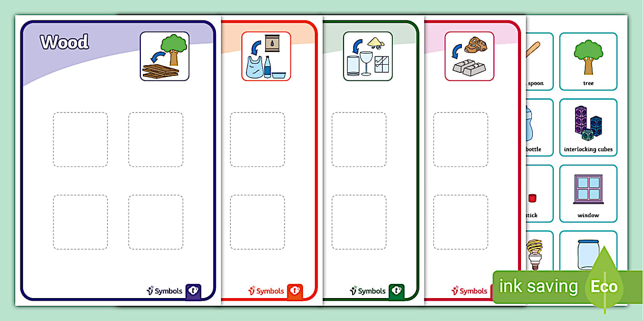 Twinkl Symbols: Materials Sorting Activity - Twinkl