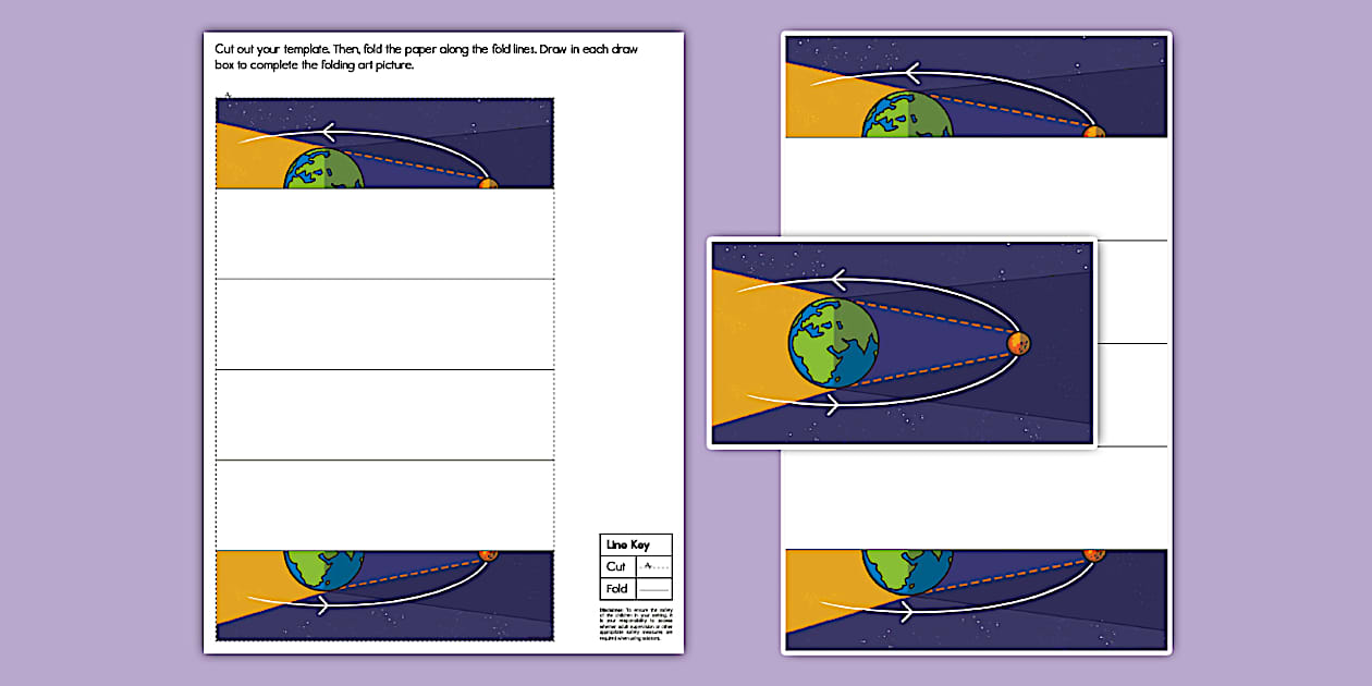 Solar Eclipse Folding Art Template (Teacher-Made) - Twinkl