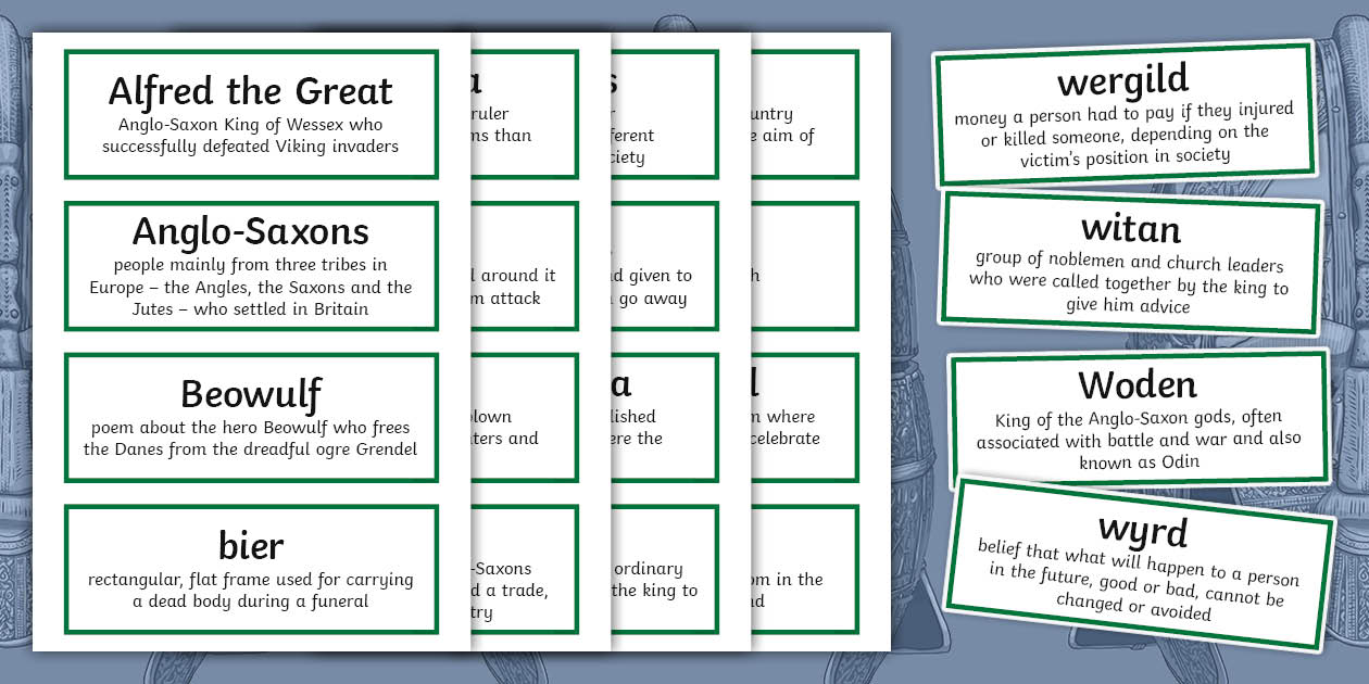 Anglo-Saxons Word Cards with Definitions (teacher made)