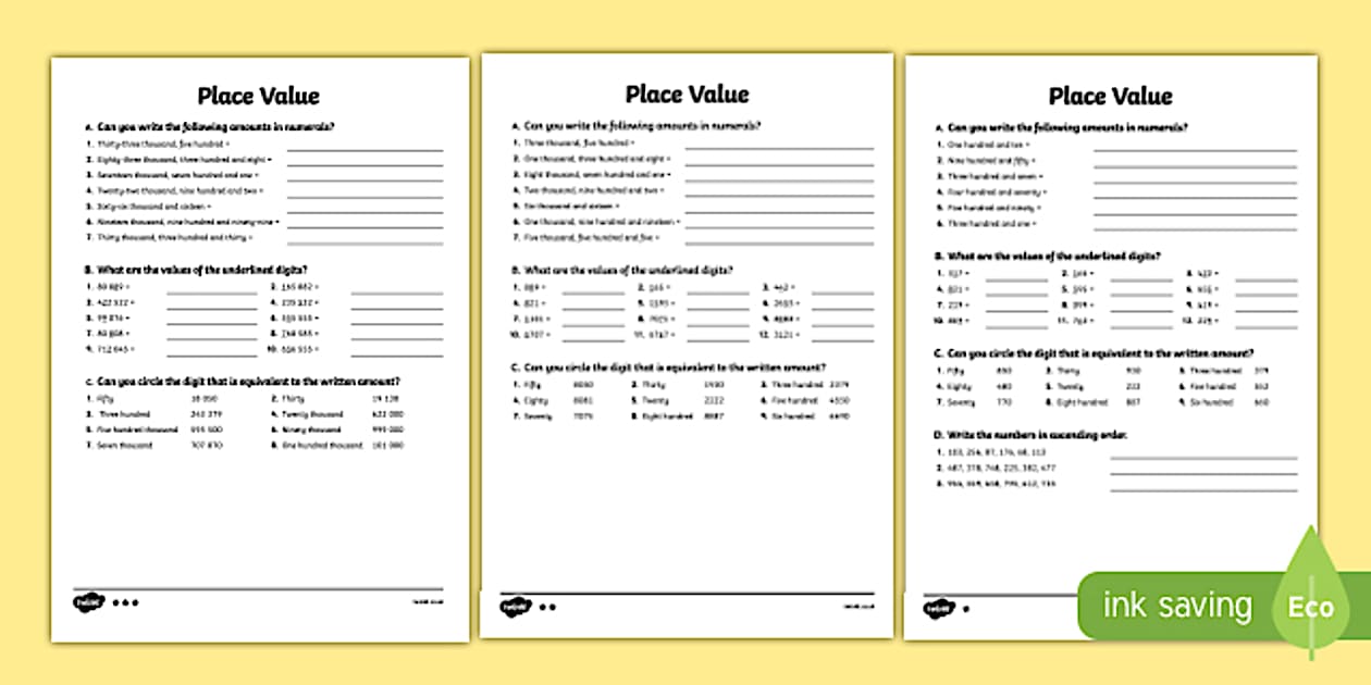 Differentiated Place Value Review 4th Grade | Twinkl USA
