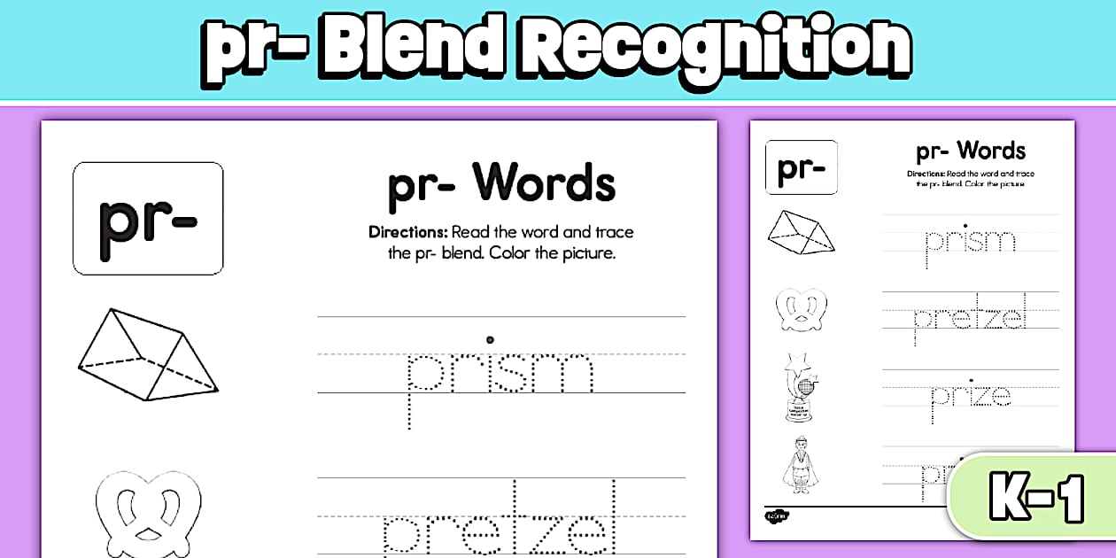 pr- Words: Blend Recognition Worksheet for K-1st Grade