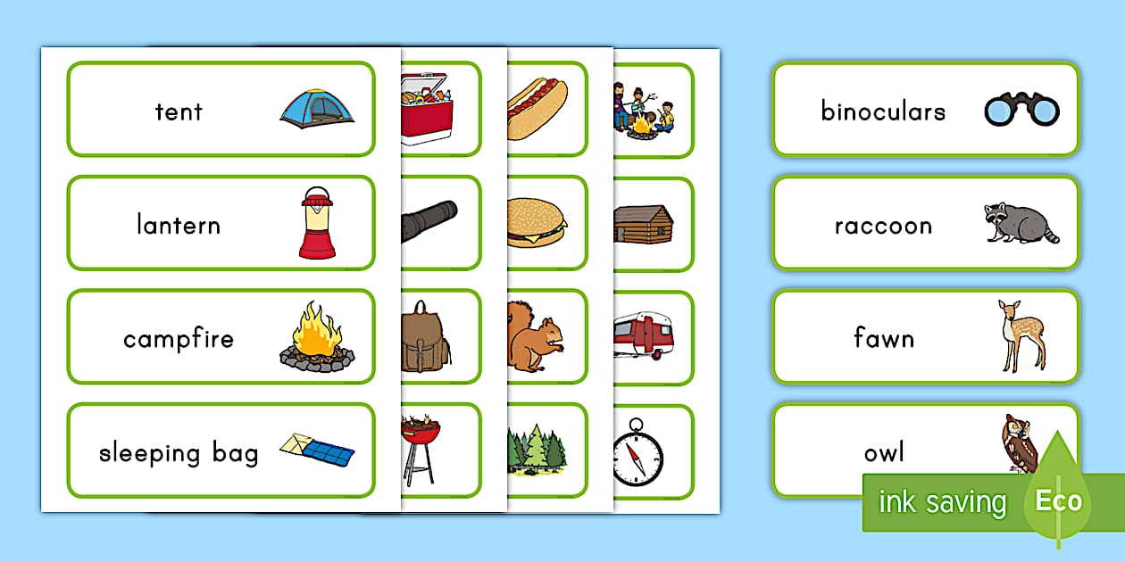 Camping Word Cards (Teacher-Made) - Twinkl