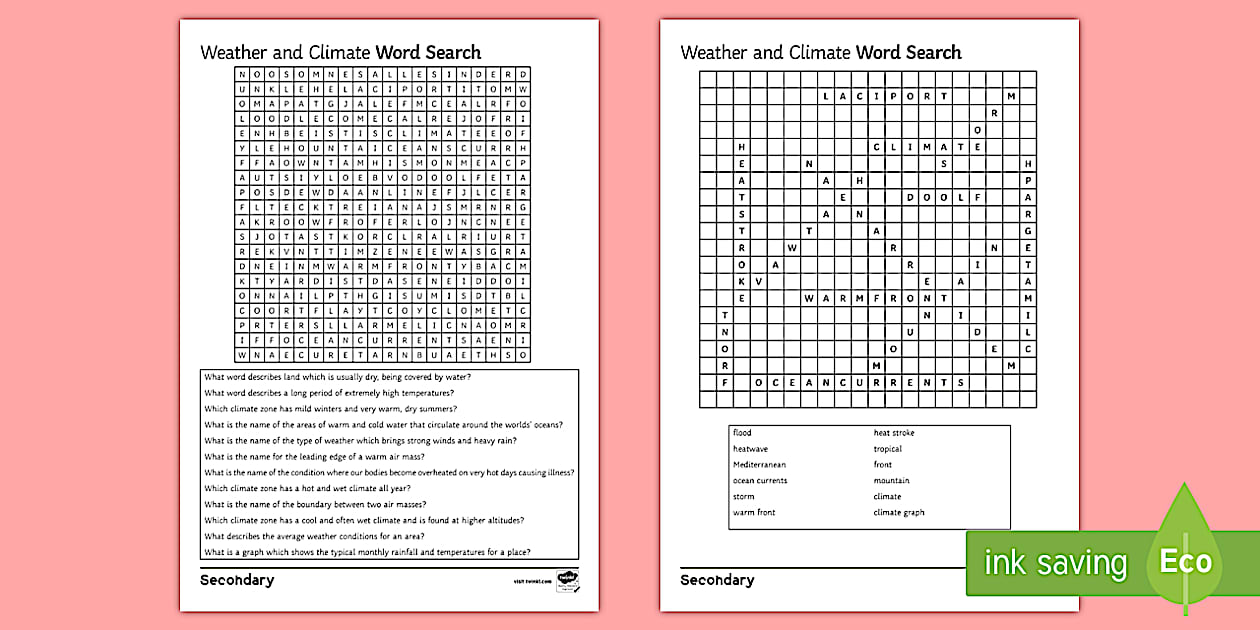 Weather and Climate 2 Word Search (teacher made) - Twinkl