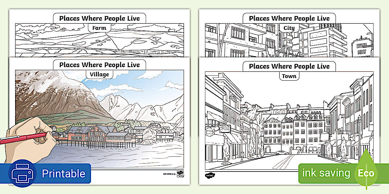 Places Where People Live - Colouring Page (Teacher-Made)