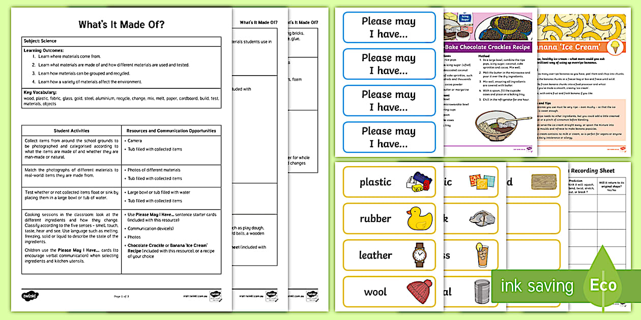What Is It Made Of? Unit Plan Template (Teacher-Made)
