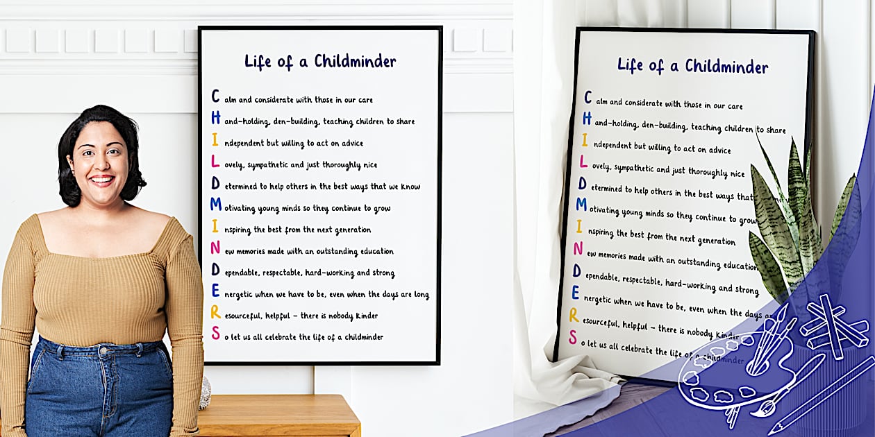 Life of a Childminder Acrostic Poem Inspirational Poster