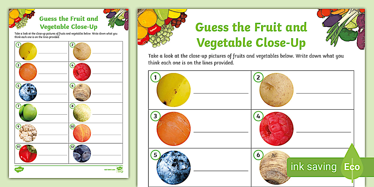 Guess the Fruit and Vegetable Close-Up Picture Quiz - Twinkl