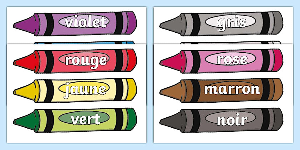 Colour Words on Crayons French (teacher made) - Twinkl