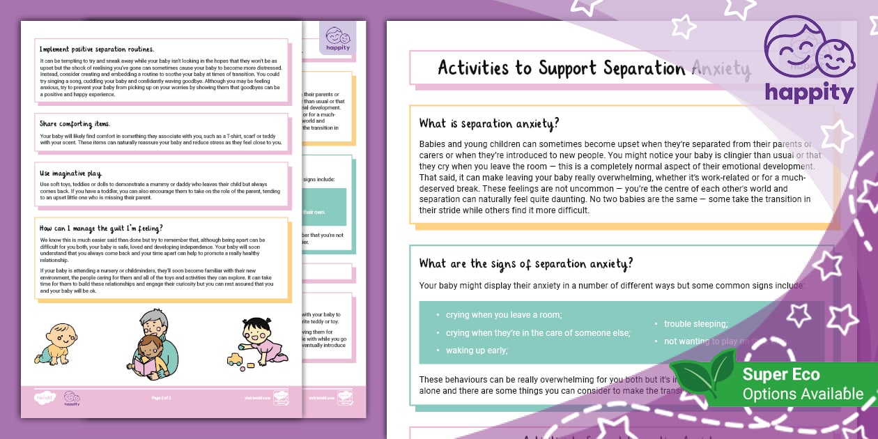 FREE! - Activities to Support Separation Anxiety - Twinkl