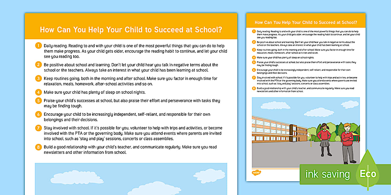 How to Help Your Child Succeed at School Parent and Carer Information Sheet