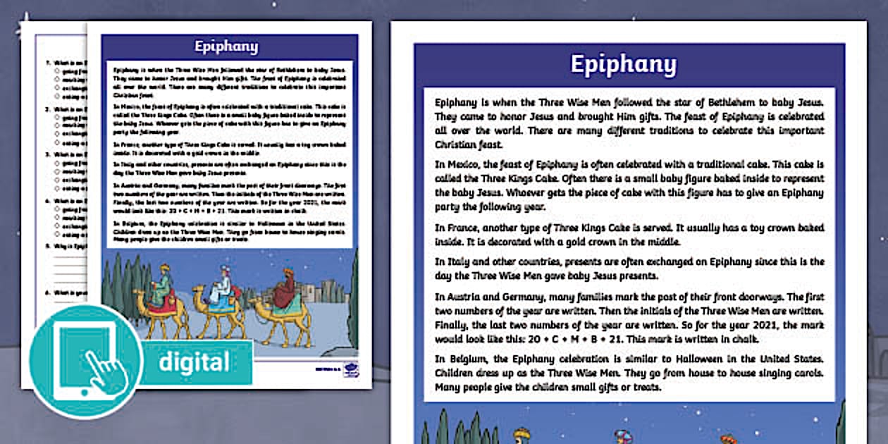Third Grade Epiphany Traditions Reading Comprehension