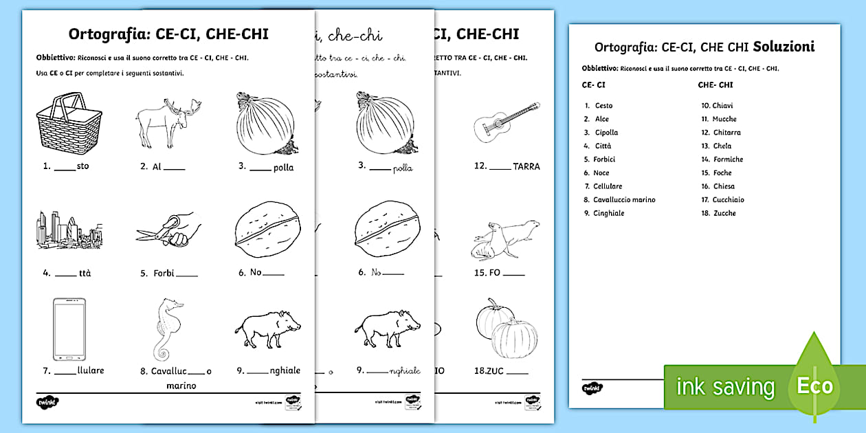 Ci, ce, chi, che classe prima scuola primaria