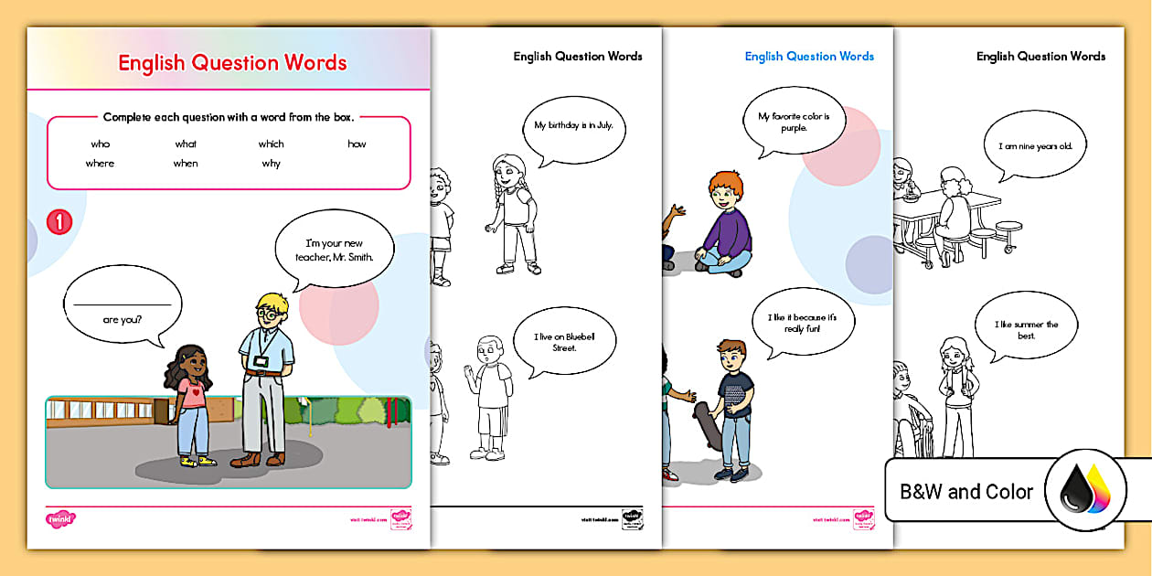 ELL Beginner Question Word Dialogue Worksheet - Twinkl