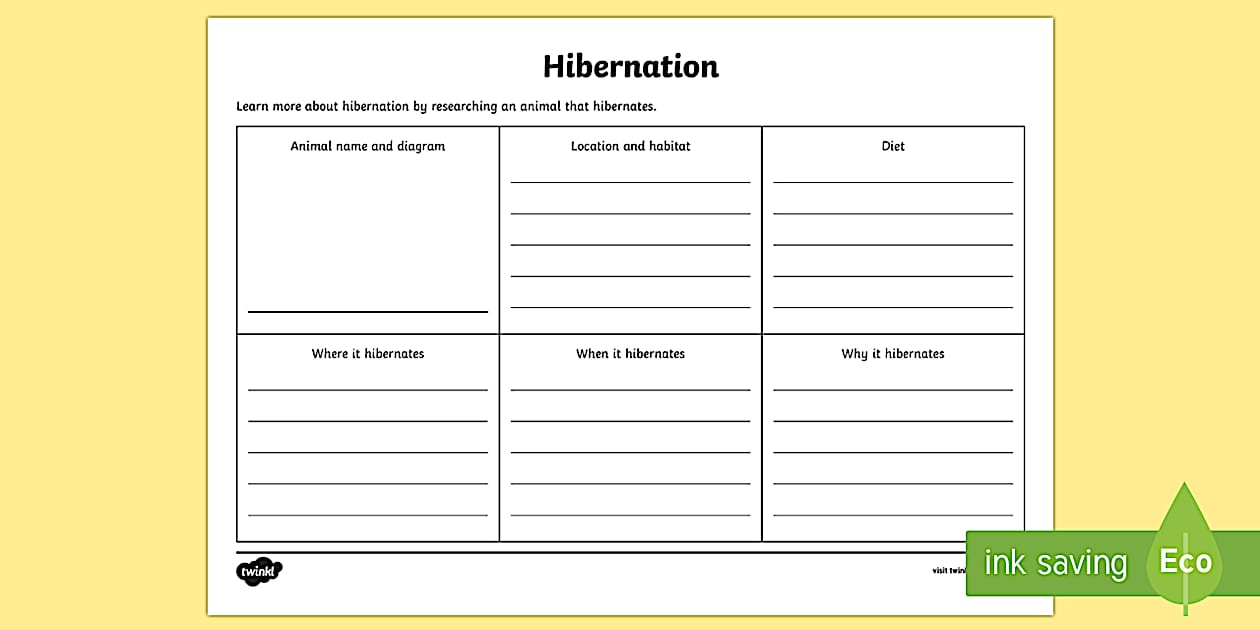 Research Hibernation Worksheet | Ages 8-11 (teacher made)