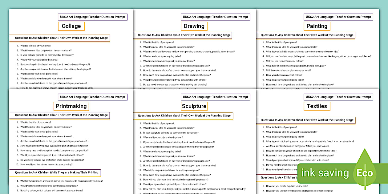 UKS2 Art Language: Teacher Question Prompts - Twinkl
