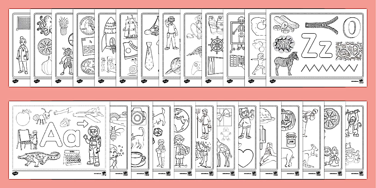 Alphabet Coloring Pages Letters A-Z Pack for PreK-K - Twinkl