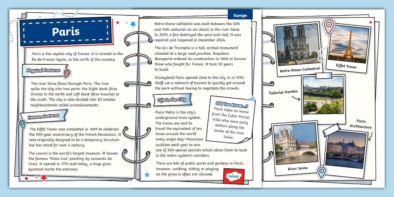 KS2 Paris Fact File (creat de profesori) - Twinkl