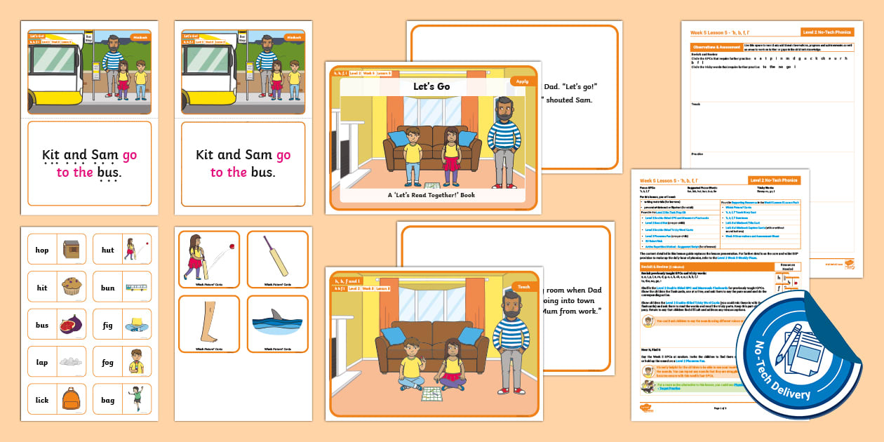 'h, b, f, l' No-Tech Lesson Pack - Level 2 Week 5 Lesson 5