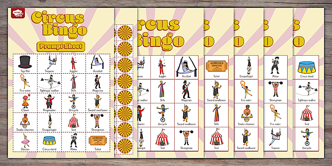 Circus Bingo Game Printable | Twinkl Party (teacher made)