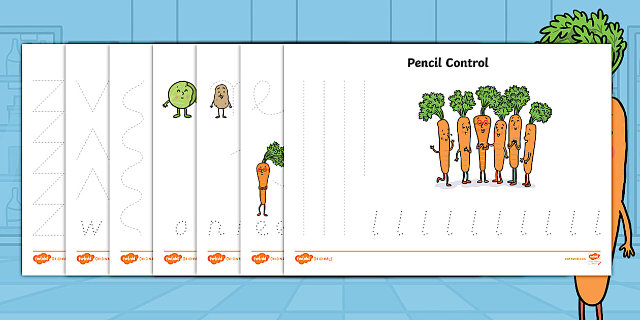 Carrot Club Pencil Control Worksheets (teacher made)