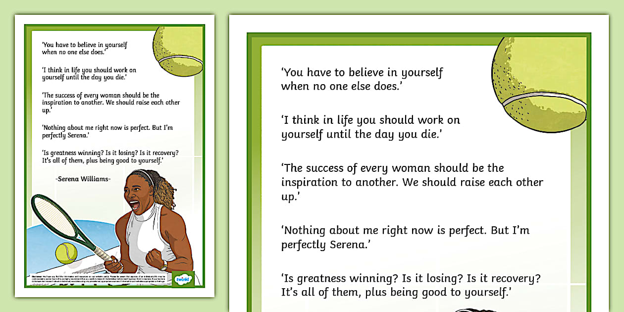 Serena Williams Quote Poster - KS2 (teacher made) - Twinkl