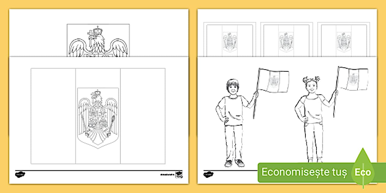 Steagul României de colorat - Desene de 1 Decembrie – Twinkl