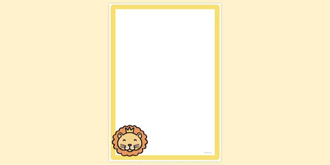 Simple Blank Lion Face Cute Page Border | Twinkl - Twinkl
