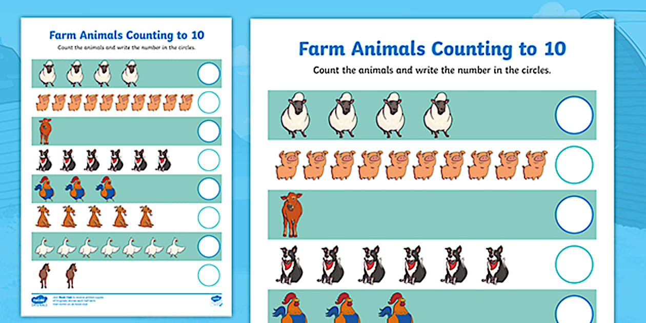 👉 Wake Up Time on Bumble Farm Counting to 10 Worksheet