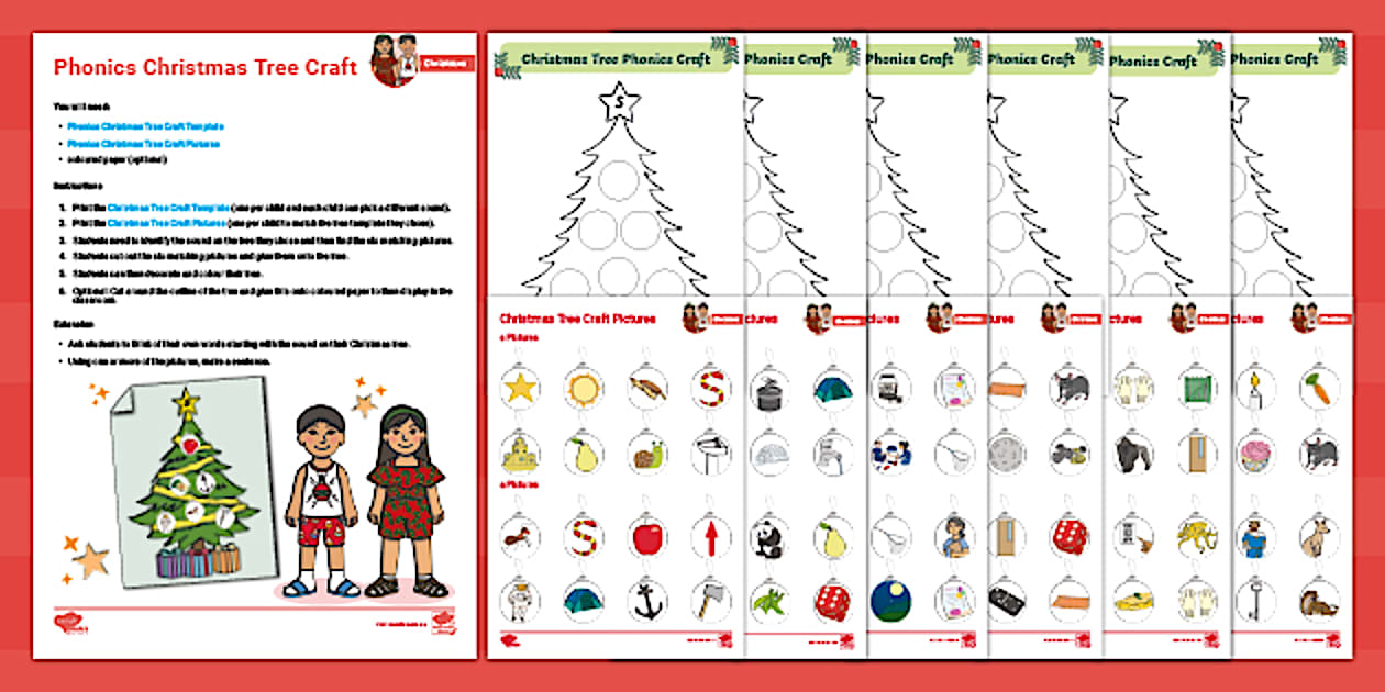 Twinkl Phonics Christmas Tree Craft