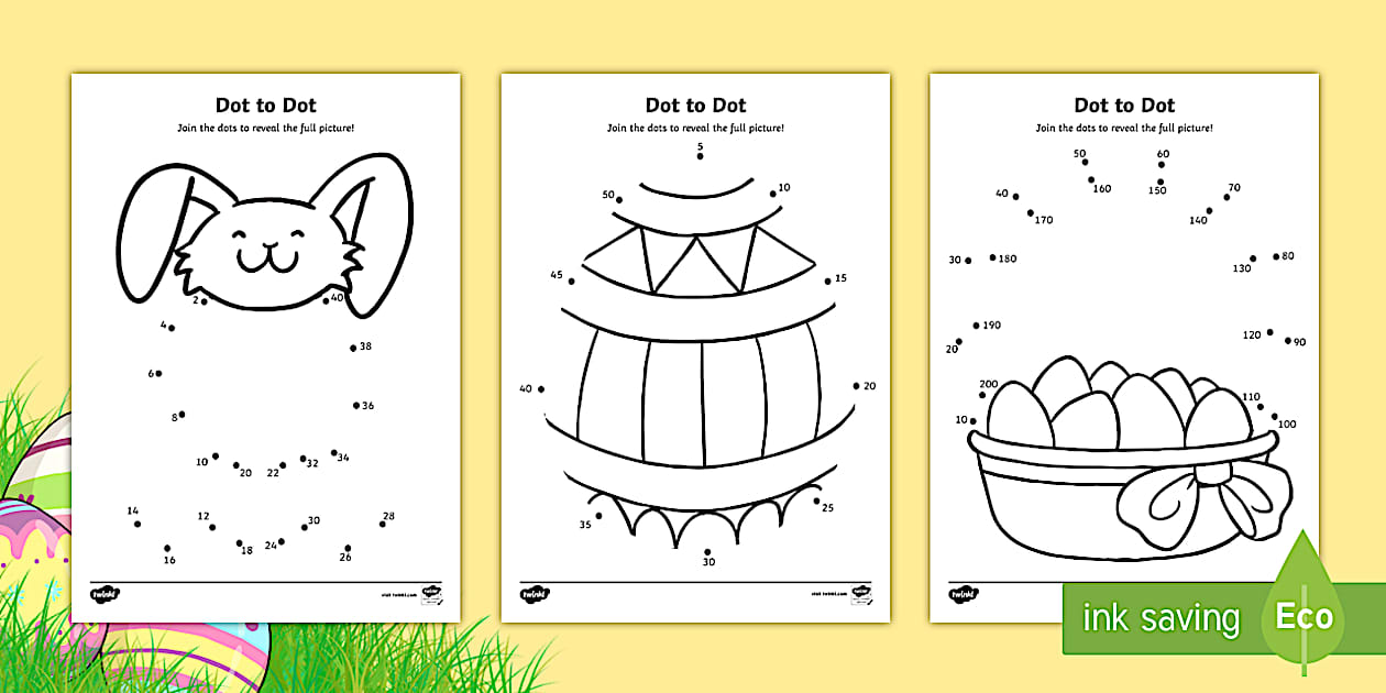 Editable Counting in 2s, 5s and 10s Easter Dot to Dot Worksheets