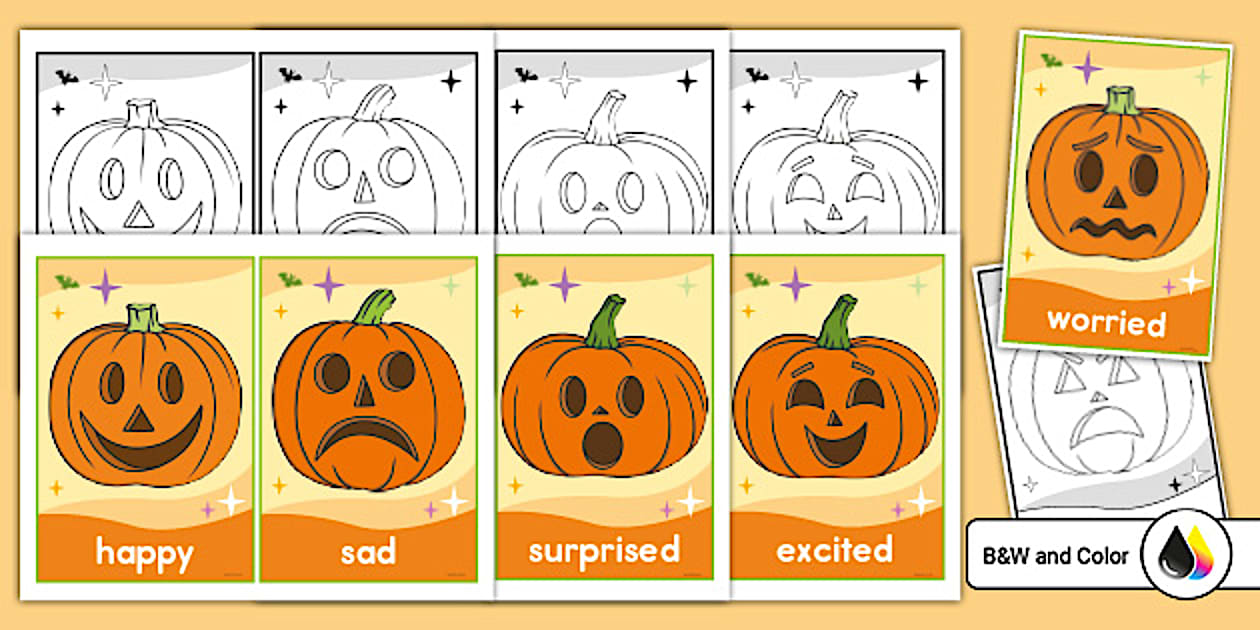 Jack-o’- Lantern Emotions Cards (Teacher-Made) - Twinkl