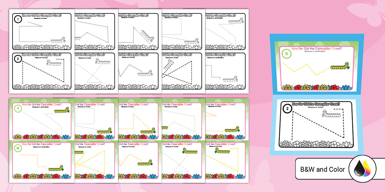 Caterpillar Measurement Activity and Math Journal - Twinkl