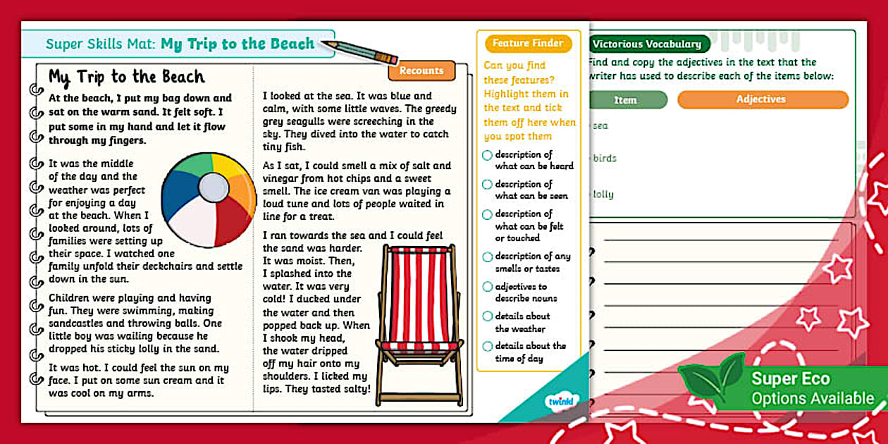 Super Skills Mat: My Trip to the Beach (teacher made)