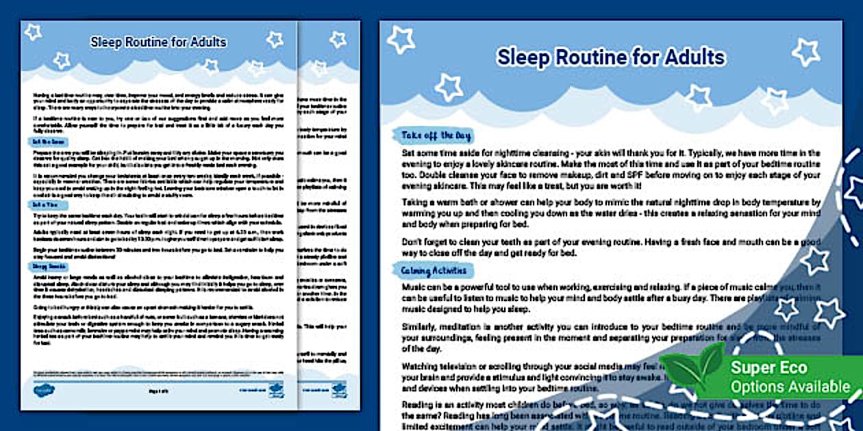 Sleep Routine for Adults (Teacher-Made) - Twinkl