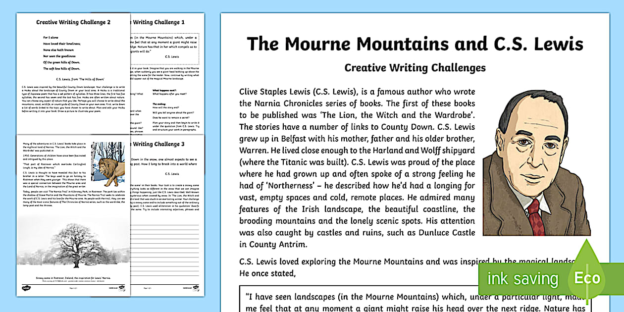 The Mourne Mountains and C.S. Lewis Writing Worksheet / Worksheet