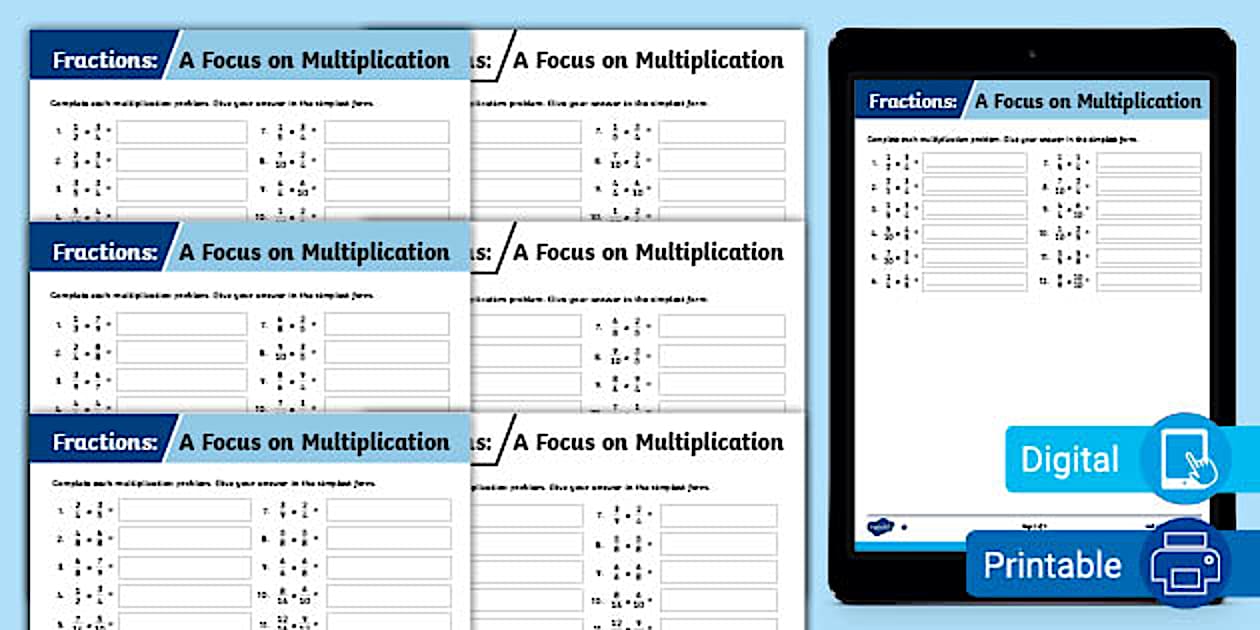 Sixth Grade Fraction Multiplication Worksheets | Twinkl