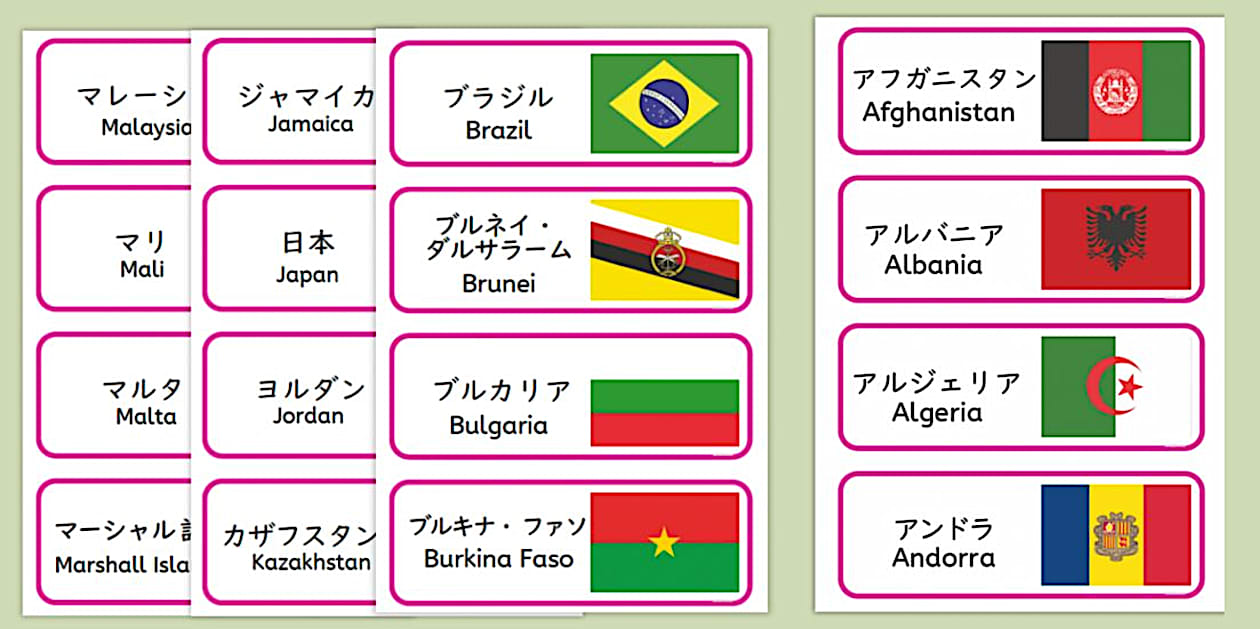 世界の国旗名前付き カード教材 Twinkl Japan