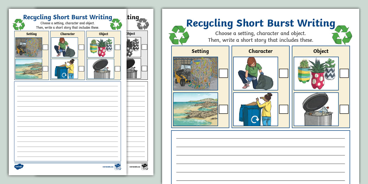 Recycling Short Burst Writing Template - Twinkl