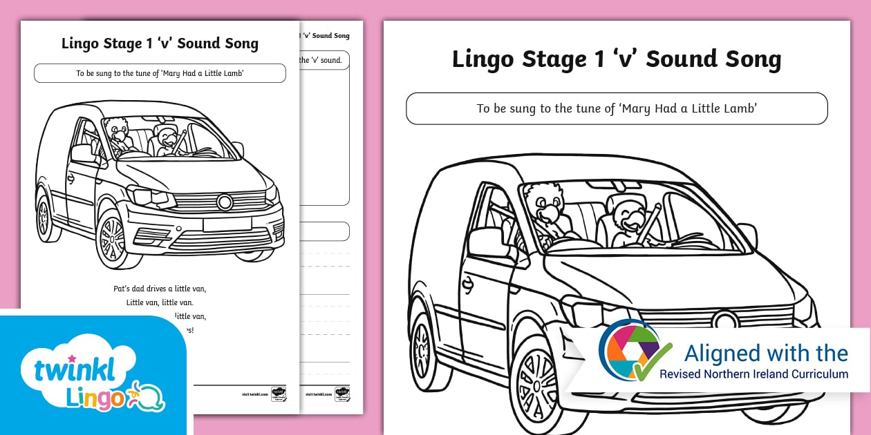 Lingo Stage 1 'v' Sound Song Activity Sheets - Twinkl