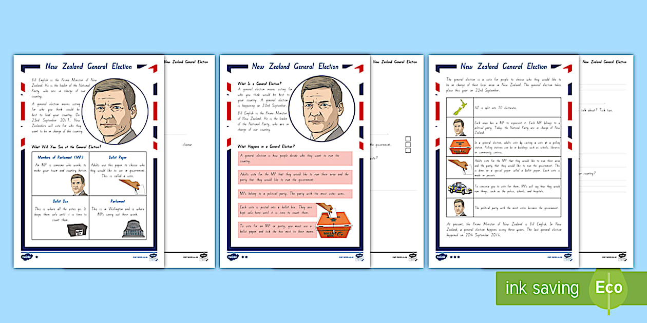 NZ General Election Differentiated Reading Comprehension Activity