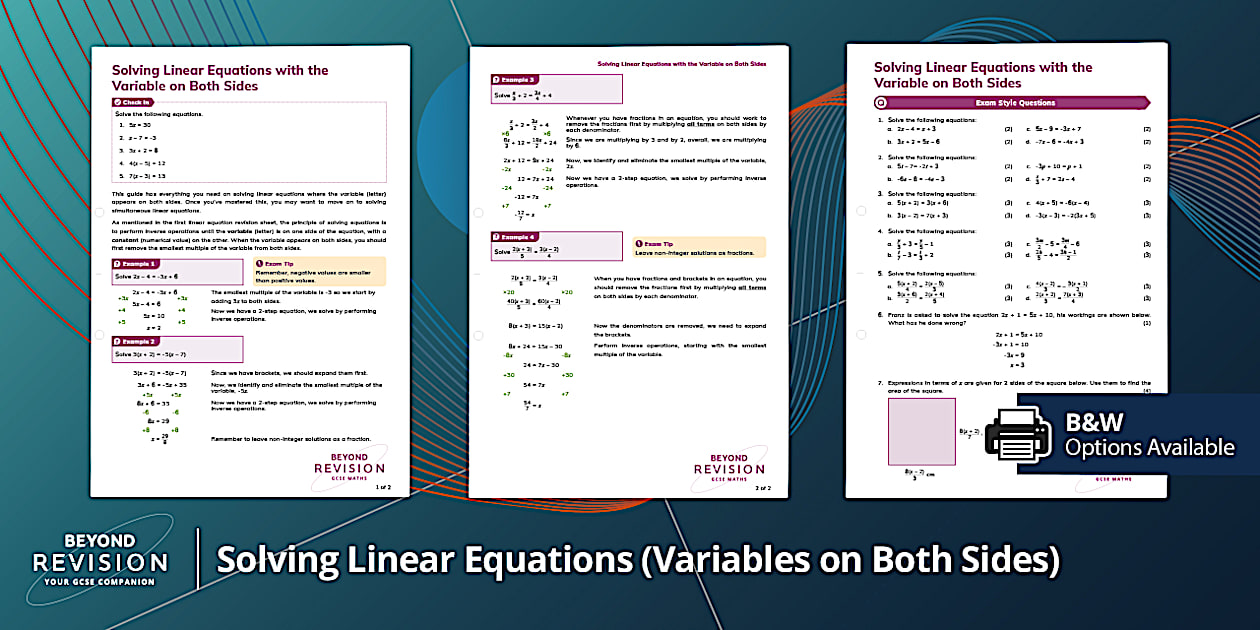 👉 Solving Linear Equations Variables On Both Sides