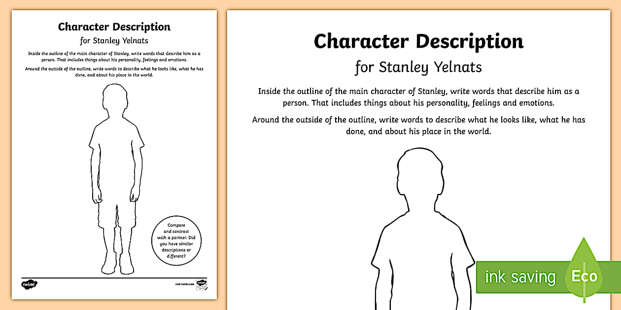 Editable Holes Worksheet - Stanley Yelnats Character Description