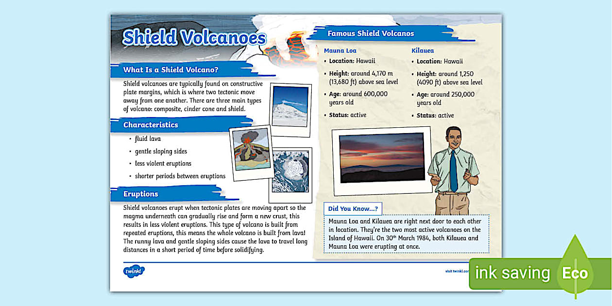 Shield Volcano Fact File (teacher made) - Twinkl