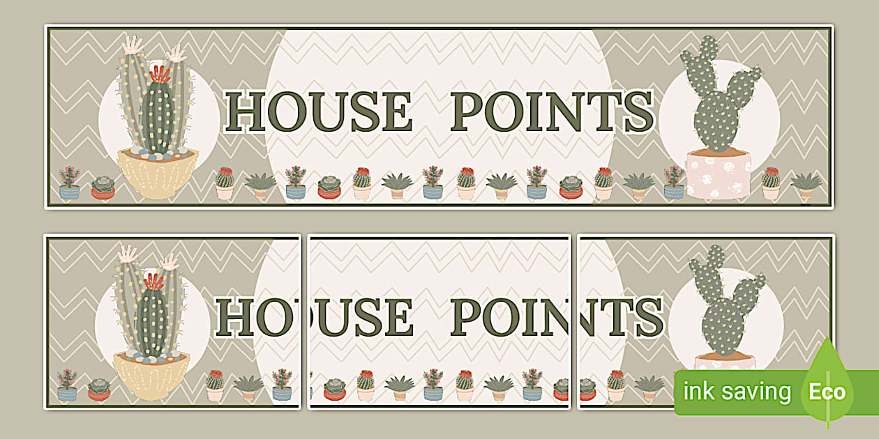 Succulents-Themed House Points Display Banner (Teacher-Made)