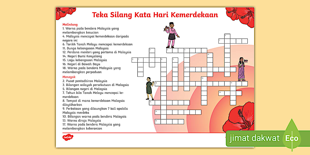 Teka Silang Kata Hari Kemerdekaan (teacher made) - Twinkl